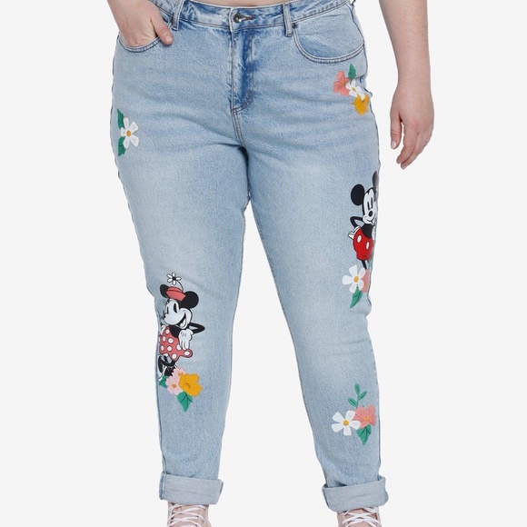 Disney | Jeans | Disney Mickey Minnie Mouse Floral Light Blue Denim ...